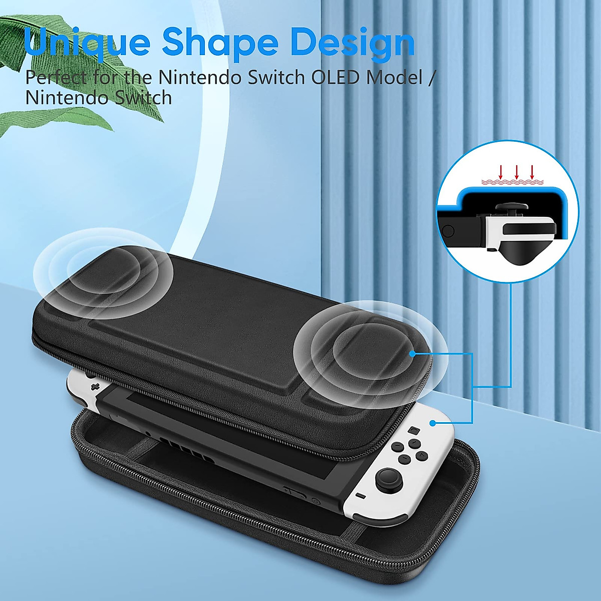 Fintie Carrying Case for Nintendo Switch OLED Model 2021/Switch 2017, [Shockproof] Hard Shell Protective Cover Travel Bag with 10 Game Card Slots & Inner Pocket, Black