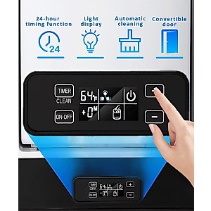 Joy Pebble Commercial Cube Ice Maker，Built-in Ice Maker Machine, 80lbs/Day, 40 Ice Cubes/Cycle, Reversible Door, Drain Pump, 24H Timer & Self-Cleaning, Under Counter Ice Cube Machine for Home, Black