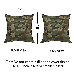 EKOBLA Camouflage Throw Pillow Cover Military Army Green Hunting Solider Combat Forest Woodland Cozy Square Cushion Case for Men Women Boys Girls Room Home Decor Cotton Linen 18x18 Inch