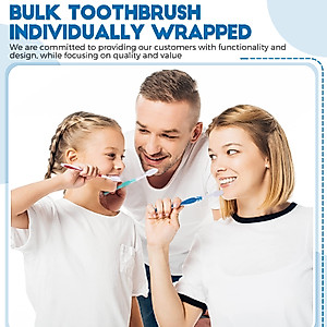 Newtay 100 Pieces Individually Wrapped Toothbrushes Manual Disposable Travel Toothbrush Medium Soft Bristle Tooth Brush Travel Toothbrushes for Hotel, Guest, Adults, Kids, Multi Color