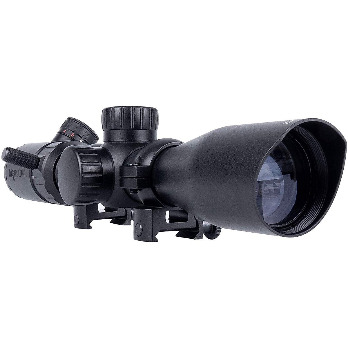Monstrum 2-7x32 Rifle Scope with Rangefinder Reticle and Medium Profile Scope Rings | Black