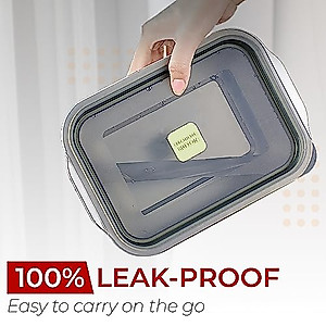 SUBRON 2Pcs Stainless Steel Food Storage Containers with Airtight Lids Set, Stackable Leak Proof Metal Lunch Bento Box Dishwasher & Freezer Safe (51+64oz