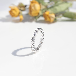 Mameloly 3.8mm Wedding Bands for Women Cubic Zirconia Full Eternity Stackable Engagement Promise Rings for Her Size 8.5