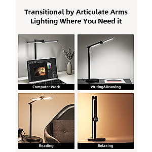 EZVALO Smart Desk Lamp with APP Control,Eye-Caring Auto-Dimming Led Desk Lamp,3 Color Temperature, Works with Alexa&Google Assistant, Study Lamp with Clock, Desk Lamps for Home Office Reading,Studying