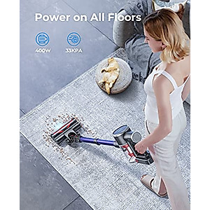 Laresar Cordless Vacuum Cleaner, 33Kpa/400W Stick Vacuum Cleaner, Handheld Vacuum, Stepless Speed Regulation & LED Screen, Headlights, Up to 55Mins, Suitable for Carpet, Pet Hair, Hardwood Floor