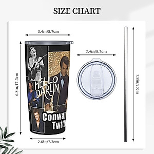 LUNKIND Conway Musics Twitty 20 oz Stainless Steel Insulated Car Sippy Cup With Lid Travel Mug for Cold Hot