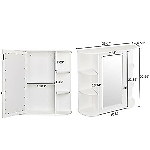Home Bathroom Wall Mount Cabinet Storage Shelf Over Toilet w/Mirror Door