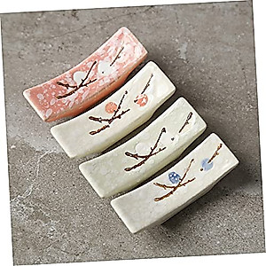 Zerodeko 12pcs Japanese plum blossom chopstick rest ceramic fork rest holder japanese style chopsticks holders Porcelain Chopstick Rest japanese table brush holder counter ceramics