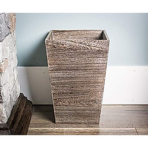 Farwood Designs Farmhouse Style Torched Wood Waste Bin Trash Can for Bedroom, Living Room, Bathroom & Office