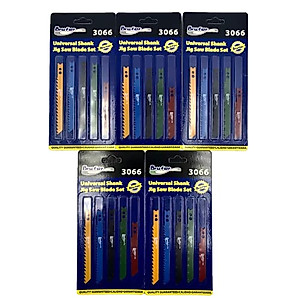 BRUFER 03066 Universal Shank Jig Saw Blade Set - Includes 5 Sets of 5 Blades - 25 Pieces Total