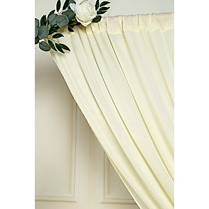 SHERWAY 9.6 Feet x 10 Feet Ivory Silky Soft Curtain Wedding Backdrop Drapes, Slightly Shiny Satiny Window Curtains for Party Ceremony Decoration