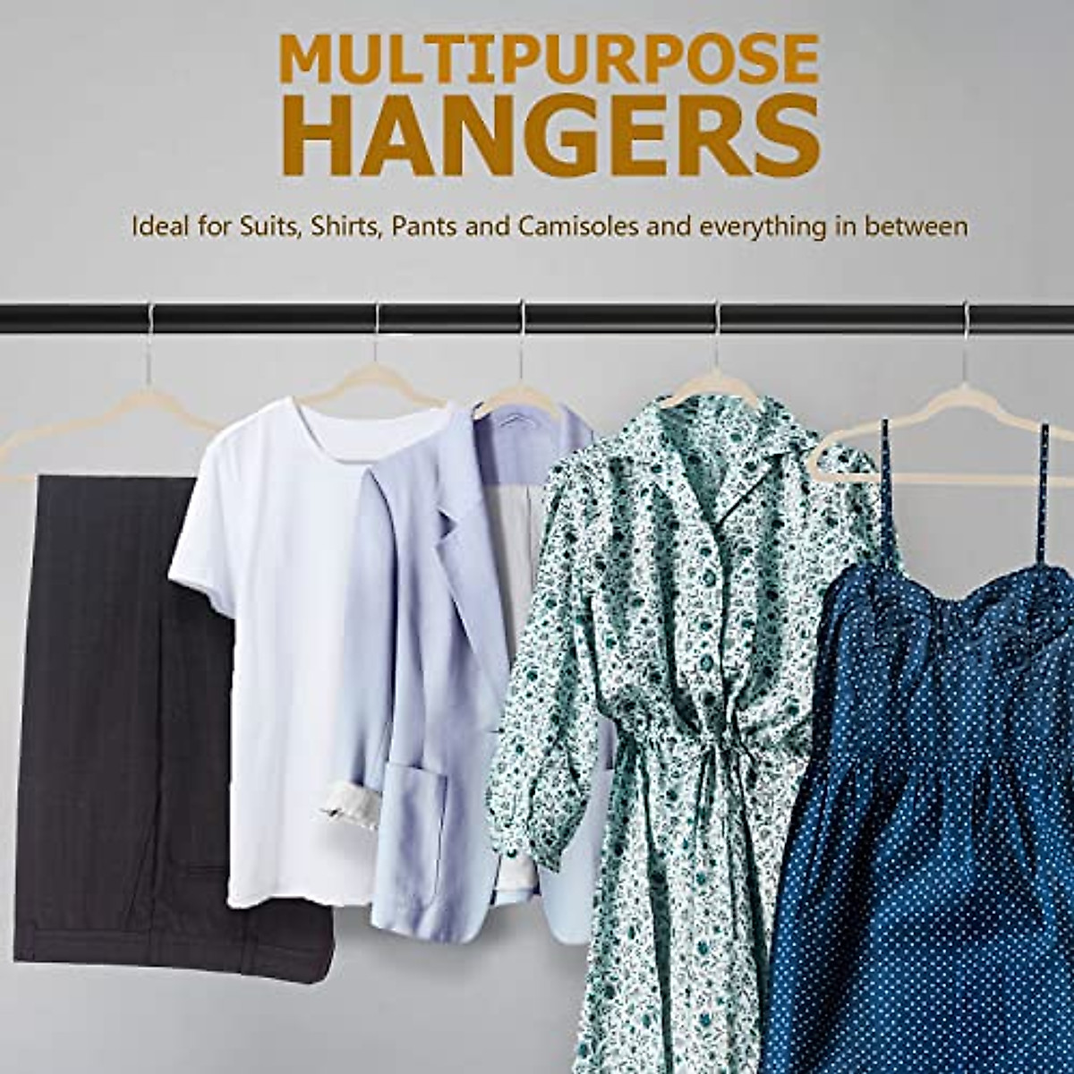 ATZJOY Clothes Hangers Non-Slip Space Saving Velvet Hangers (100 Pack, Ivory)