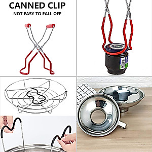Kalolary Canning Rack, 3PCS Canning Kit Jar Tongs Stainless Steel Canning Funnel Jar Lifter Canning Rack with Silicone Handle Heat-resistant Kitchen Canning Supplies(Jars Not Included)