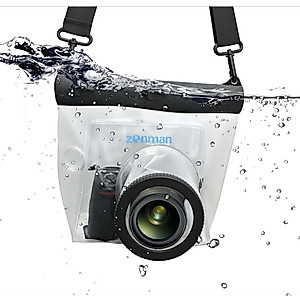 Zonman DSLR Camera Univeral Waterproof Underwater Housing Case Pouch Bag for Canon Nikon Sony Pentax Brand Digital SLR Cameras (Transparent)