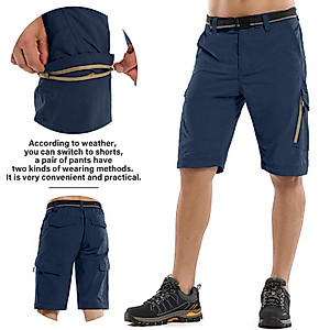 Hiking Pants for Men Convertible Zip Off Boy Scout Quick Dry Lightweight Cargo Travel Safari Pants (6088 Blue 34)