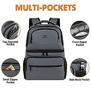 Cooler Backpack, 26 Cans Insulated Lunch Backpack for Man Women, Leakproof Double Layer Lunch Cooler Bag Lightweight Soft Lunch Backpack with Cooler Compartment, Beer Gifts for Beach Camping Hiking