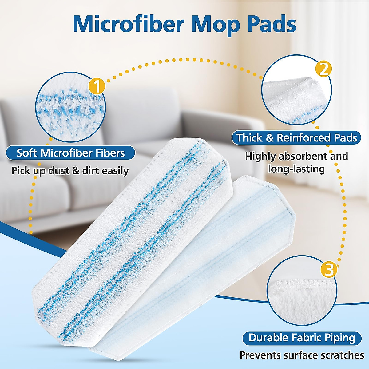 Vacuum Mop Replacement Pads, Compatible with Roborock S7 S7+ T7 T7S T7S Plus S7MaxV S7MaxV Plus S7MaxV Ultra Robot Vacuum, Washable Mop Cloth Rags Reusable Soft Mopping Pad Parts Accessories(6 Pcs)