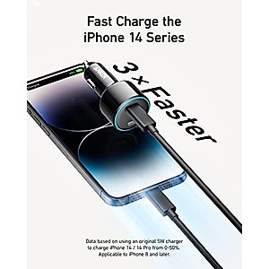 Anker USB C Car Charger, 50W 2-Port PIQ 3.0 Fast Charger Adapter, PowerDrive+ III Duo with Power Delivery for iPhone 14 13 12 11 Pro Max mini, Galaxy S20/S10/S9, Note 9, iPad Pro, Macbook Air and More