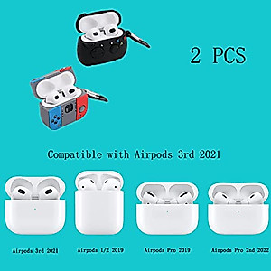 [2 Pcs] Wifantien 3D Cute Gamepad+Switch Case for AirPod 3rd Case,3D Cute Cartoon Women Girls Kids Kawaii Cool Game Gamepad Shape Keychain Case for Airpods 3rd Gen 2021 Case