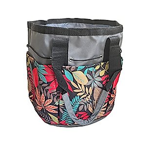 Garden Tool Bag Heavy Duty Canvas Garden Bag Home Organizer for Indoor and Outdoor Gardening, Garden Tool Kit Holder with 8 Pockets and Reinforced Handle (Tools NOT Included) by WOCHOLL (Black)