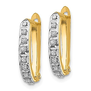 14K Yellow Gold Diamond Hinged Hoop Earrings