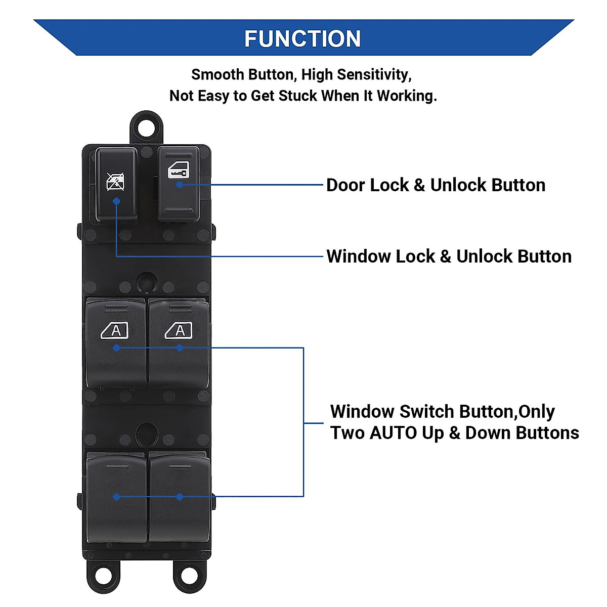 Obaee Master Window Switch Driver Side Compatible with Nissan Titan Crew Cab 2004-2012 / Armada 2004-2014 / Maxima 2003-2008 / Quest 2004-2009, Infiniti G35 / QX4, Replaces 25401-ZT10A 25401ZT10A