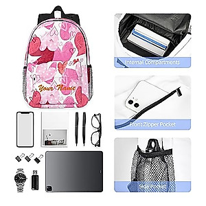 Personalized Custom Children's School Backpack, Name Customization, Men's And Women's Styles, Cartoon Dinosaurs, Hearts, Letters Patterns Outdoor Travel Custom Gift Backpack Casual Backpack (4)