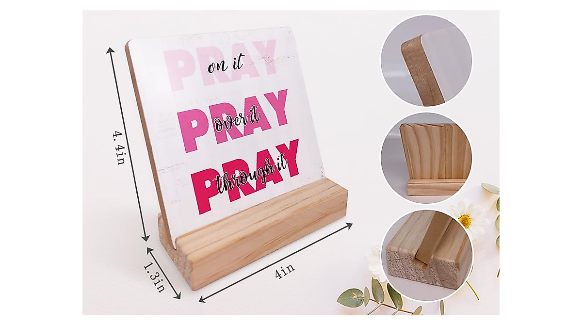 Pray On It Prayer Wood Plaque with Stand - Home & Office Decor