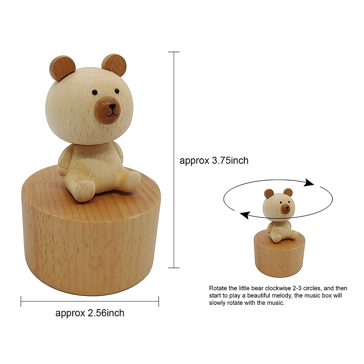LILYXIN Cute Little Bear Mini Music Box, Little Animals Wooden Mechanical Music Box, The Music Box Gift That Sings Castle in The Sky, Best Gift for Boy Girl Friends Singing Music Gift Box