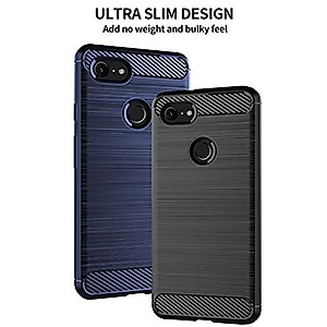 for Google Pixel 3 Case,Slim Thin Soft Skin Flexible TPU Rubber Gel Shock Absorption Anti-Scratch Lightweight Carbon Fiber Protective Cases Cover for Google Pixel 3 (Brushed Black)