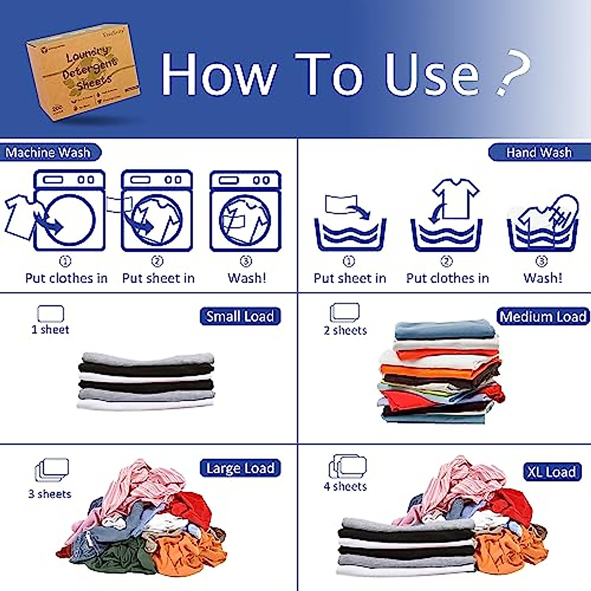 Freelivity Laundry Detergent Sheets, 200 Loads Eco-Friendly Laundry Soap Strips - No Plastic Jug Hypoallergenic Liquid Less Dissolvable Space Saving Sheets for HE machine, travel, home clothes washing (Unscented)