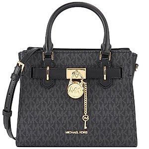 Michael Kors HAMILTON SMALL SATCHEL SHOULDER CROSSBODY BAG MK SIGNATURE (Black)