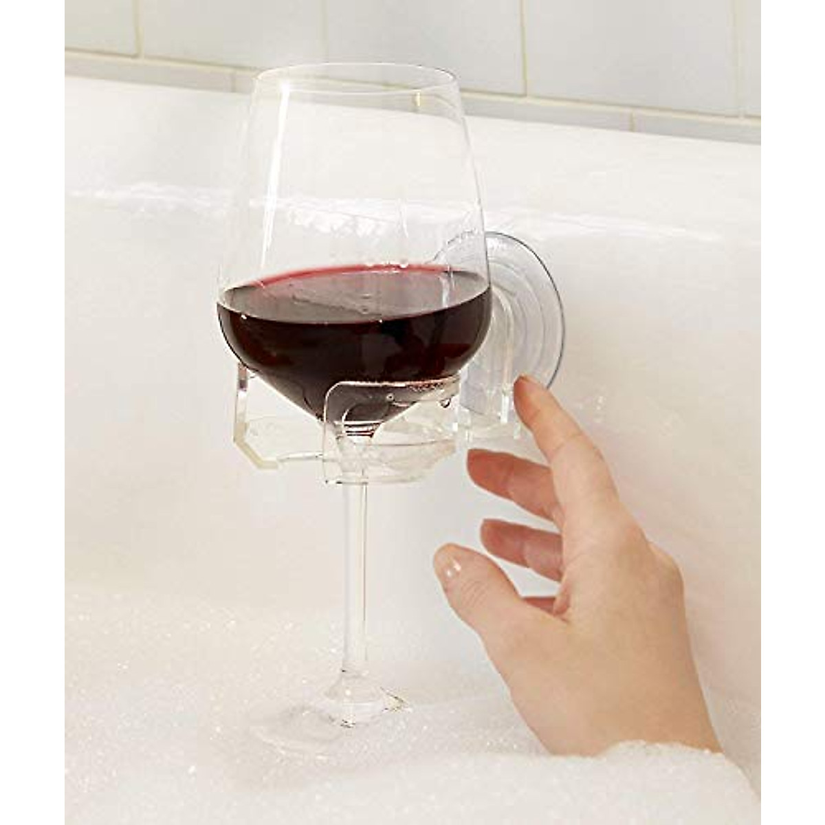 The SipCaddy Shower Beer & Bath Wine Holder | Portable Drink Cupholder | Shower Caddy | Beer, Wine, Shampoo Holder | American-Made Suction Cup | Clear