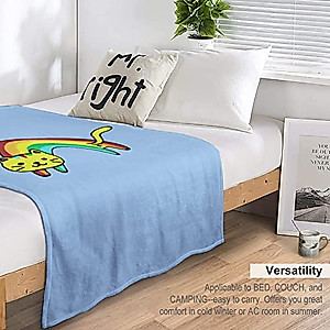 Rainbow Cat Throw Blanket for Couch Bed Flannel Lap Blanket Lightweight Cozy Plush Blanket for All Seasons 30"x50"