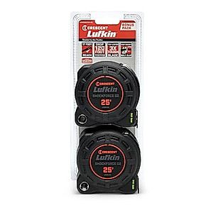 Lufkin Crescent Shockforce G2 25-ft Nite Eye, 2 Pack Tape Measure Set - L1225BSET2V-02