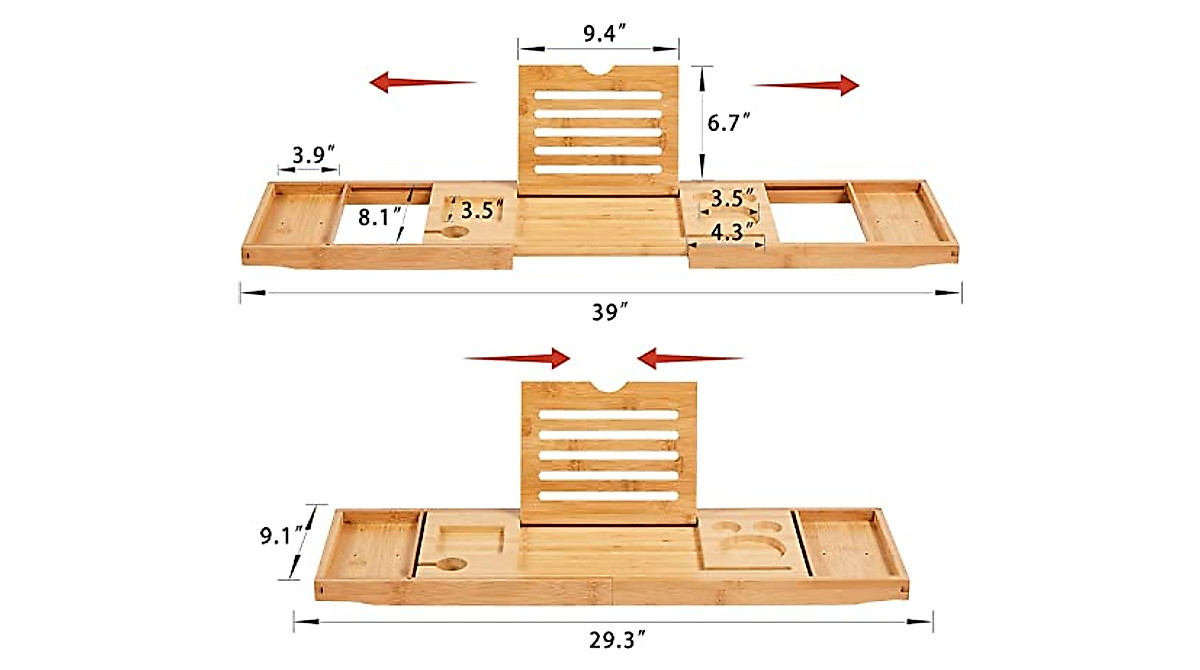 Bathtub Caddy Tray Bath Tub Table Caddy Reading Rack Across Tub Bamboo ...