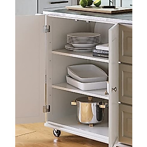Homestyles Kitchen Cart with Stainless Steel Metal Top Rolling Mobile Kitchen Island with Storage and Towel Rack 54 Inch Width Off White