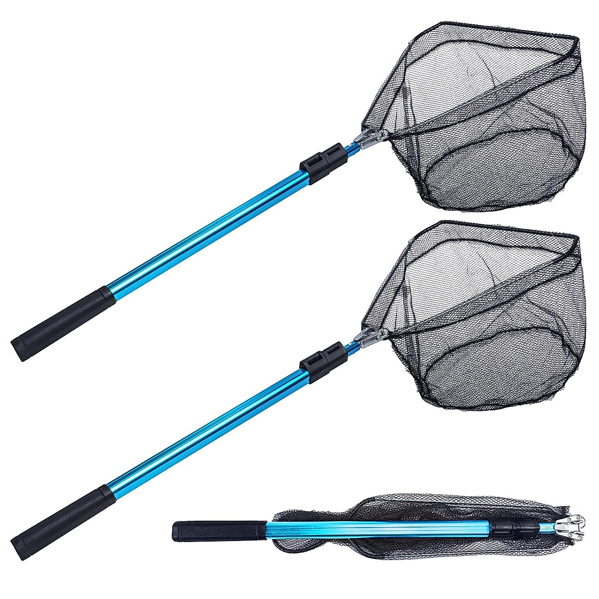 Goture Fishing Folding Landing Net Fishing Nets for Fish with Long Aluminum Handle, Telescoping Pole Handle for Saltwater & Freshwater, Easy Catch & Release, Extending to 70.8/82.7