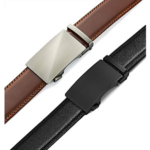 CHAOREN Ratchet Belts for Men 2 Pack - Mens Belt Leather 1 3/8" in Gift Set Box - Meet Almost Any Occasion and Outfit