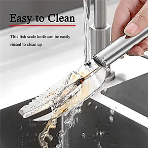 Fish Scale Knife Cut Scrape Dig 3-in-1 Tool, Stainless Steel Fish Scaler Remover, Fish Peeler Open Belly and Dig Out Fish Cleaner Tool Kitchen Accessory(1 piece)