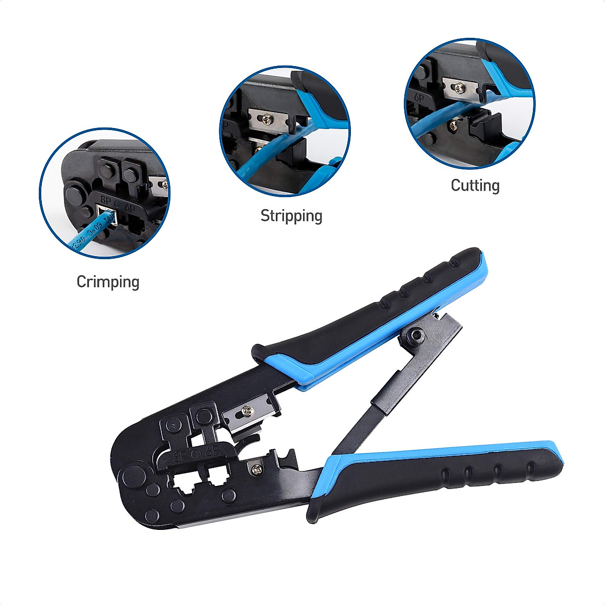 Cable Matters 7-in-1 Network Tool Kit with RJ45 Ethernet Crimping Tool, Punch Down Tool, Punch Down Stand, Cable Tester, RJ45 Connectors, RJ45 Boots, and Wire Strippers - Carrying Case Included