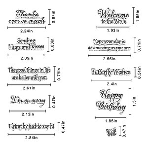 Words Clear Stamp Silicone Stamp Cards with Sentiments,Flowers,Butterfly,Greeting Words Pattern for Holiday Card Making Decoration and DIY Scrapbooking Album DIY Crafts