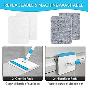 Lshfjnd Baseboard Cleaner Tool with Long Handle,Wall Cleaner Mop with Extendable Handle,Duster Cleaning Tools Mop for Baseboard Floor Skirting Board,Ceiling Wall Window Cleaner with 4 Reusable Pads