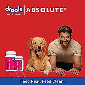 Drools Absolute Skin + Coat Tablet- Dog Supplement, 50 Piece for All Breed Sizes for Dogs Preservative-Free