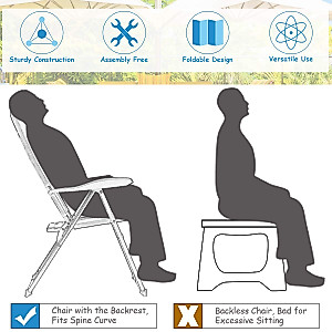 Giantex Set of 2 Patio Chairs, Folding Chairs with Adjustable Backrest, Outdoor Sling Chairs for Bistro, Deck, Backyard, Armchair with Padded Seat, 300 lbs Capacity (2, Black)