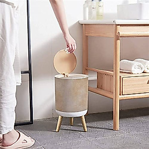 Small Trash Can with Lid Abstract Dusty Pink Shagreen Stingray Skin Texture Round Recycle Bin Press Top Dog Proof Wastebasket for Kitchen Bathroom Bedroom Office 7L/1.8 Gallon