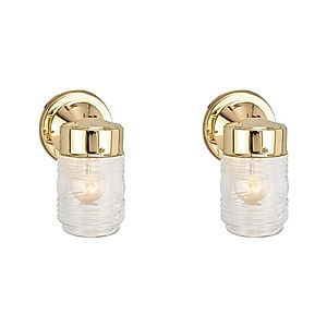 Design House 502179 Jelly Jar 1 Light Indoor/Outdoor Wall Light, Polished Brass (Pack of 2)