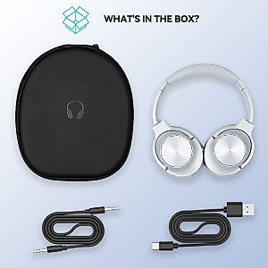 Siindoo Active Noise Cancelling Headphones, Wireless Over Ear Bluetooth Headphones with Microphone, HiFi Audio,40H Playtime, Deep Bass for PC TV, for Home, Work, Travel