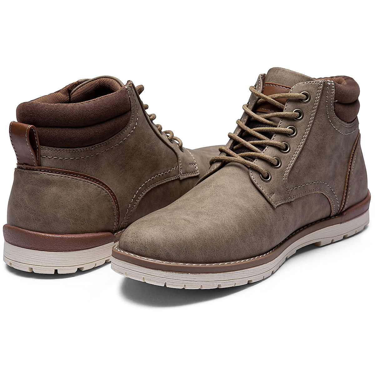 Vostey Men's Boots Casual Hiking Boots Winter Boots for Men Water-Resistant Chukka Boots (BMY673 Khaki Size 15)