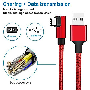 [3 Pack] Galaxy S21 Charger YWXTW Type C USB Cable 10FT [Case Friendly] 90 Degree Durable Fast Charging Cable for Galaxy S21 Ultra S20 FE A52 A72 A51 A71 A11, Note 20 Ultra, LG Velvet/Wing (Red 10FT)